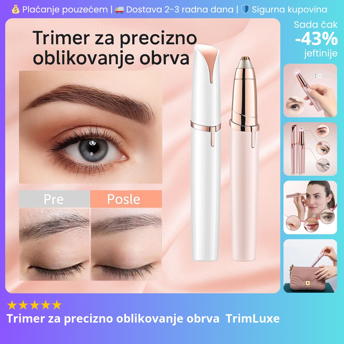 Trimer za precizno oblikovanje obrva | TrimLuxe | eRadnja.rs